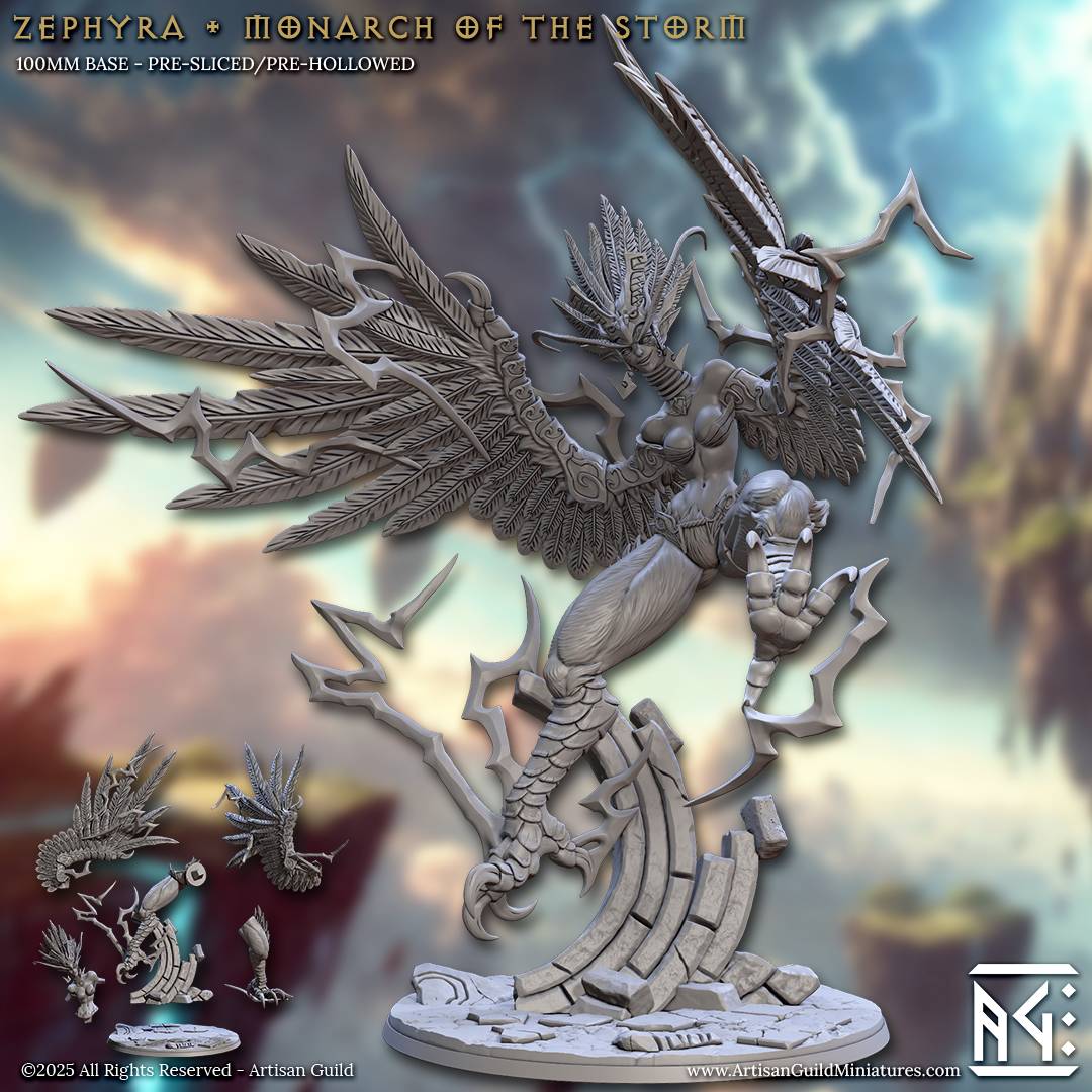 Zephyra, Monarch of the Storm – Harpy Goddess Miniature – Dungeon ...