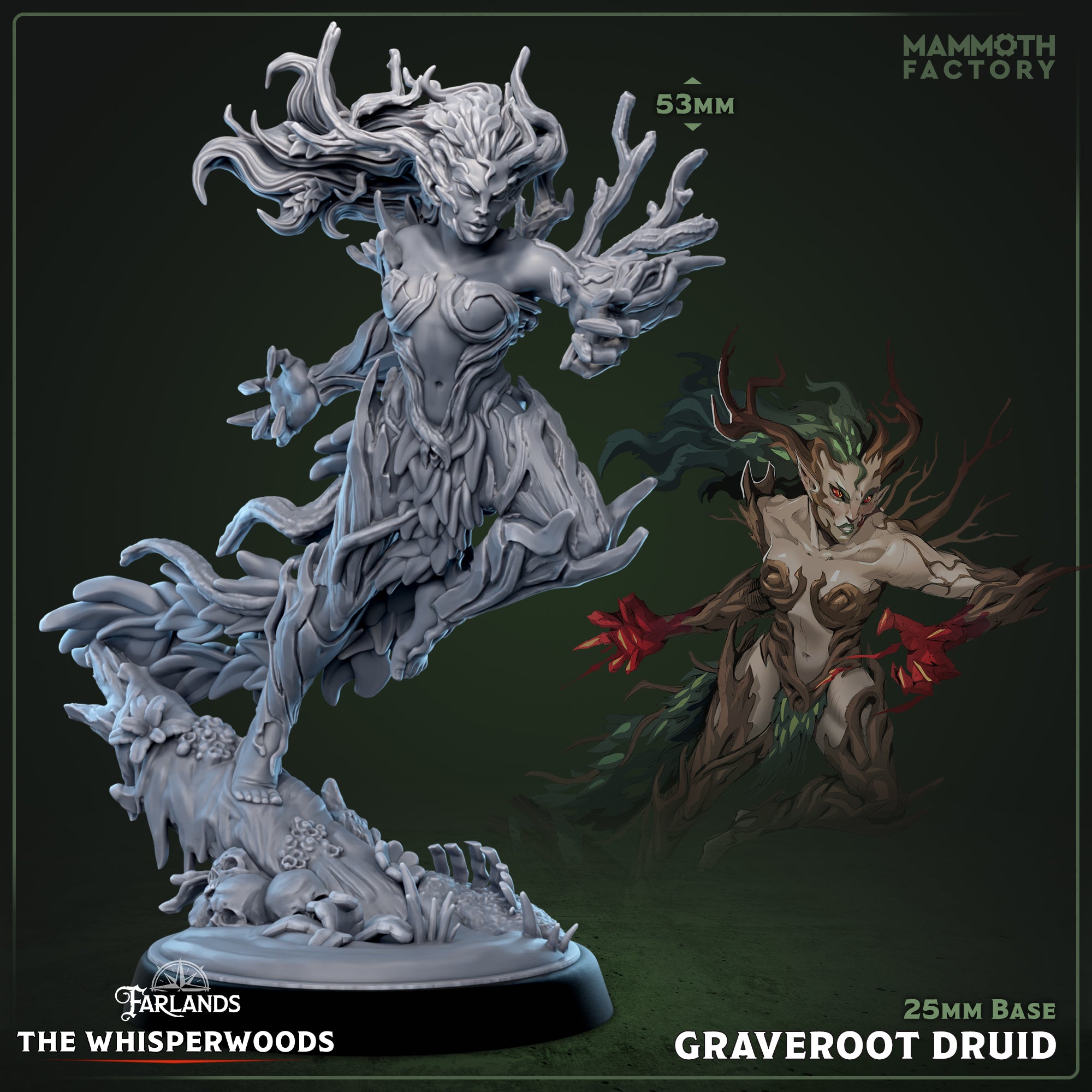 Graveroot Druid - Female Woad Guardian Miniature – Dungeon Master Minis