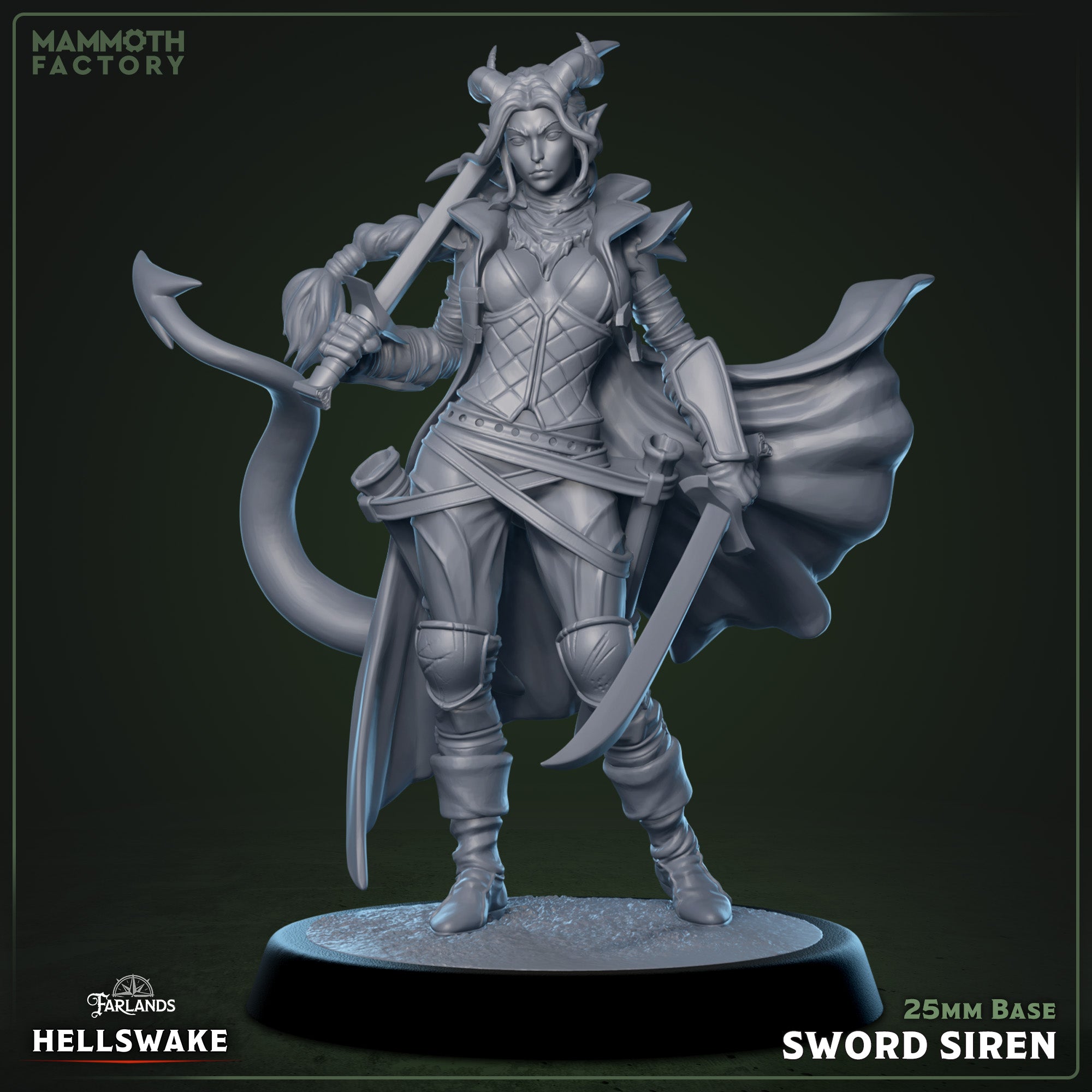 Hellswake Sword Siren – Tiefling Fighter Female Miniature – Dungeon ...