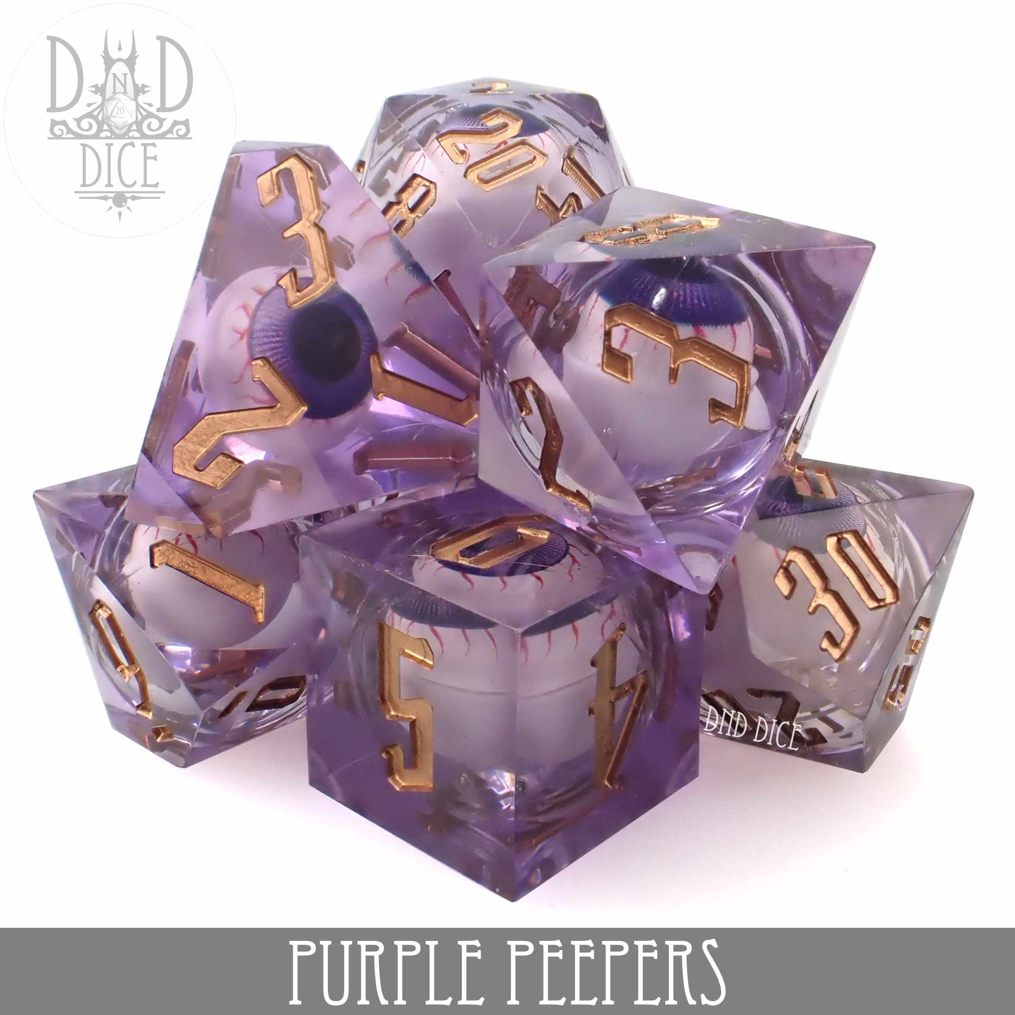 Purple Peepers Liquid Core Dice Set – Dungeon Master Minis
